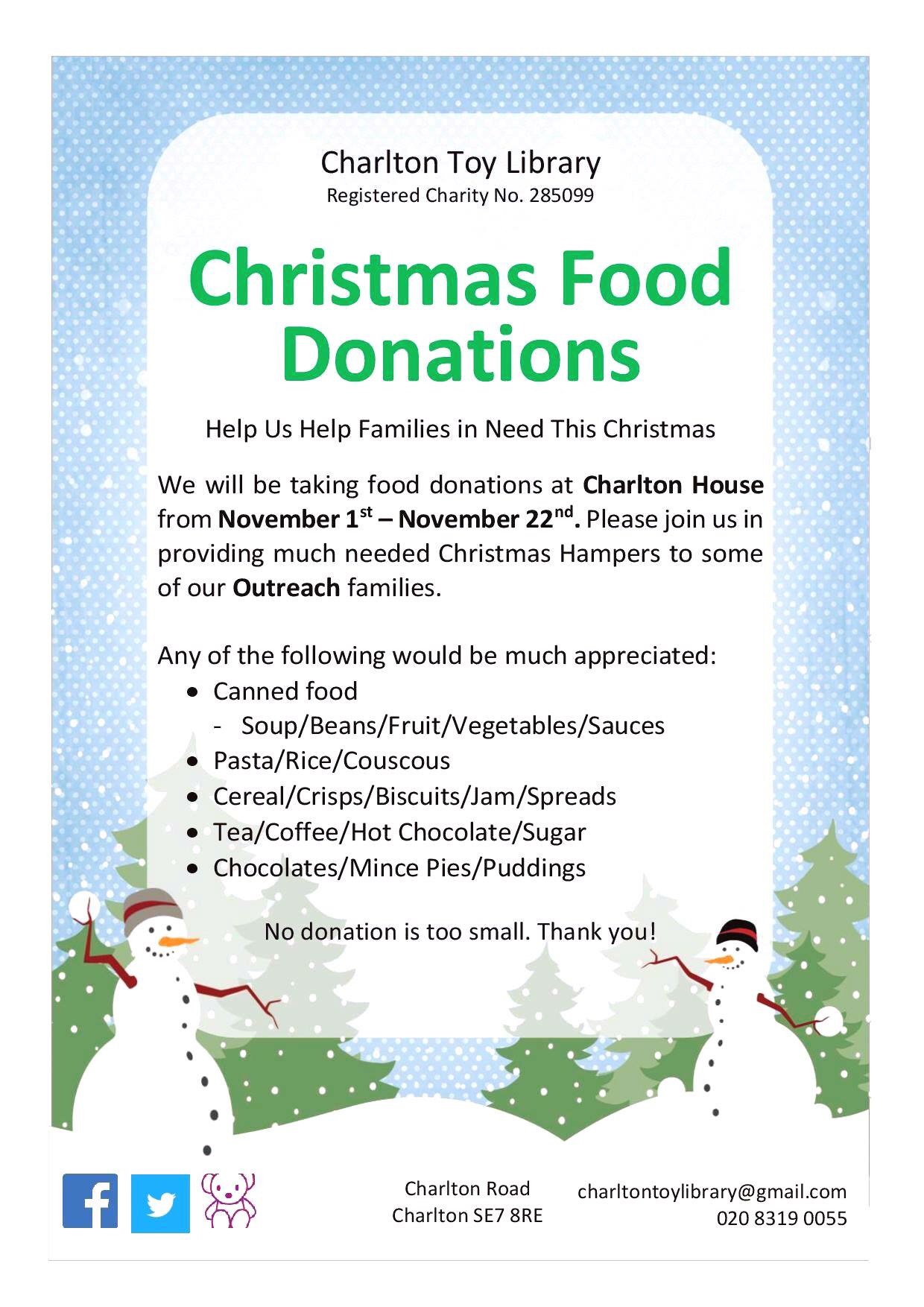 Can you donate food for Charlton Toy Library’s Christmas hampers? – The ...